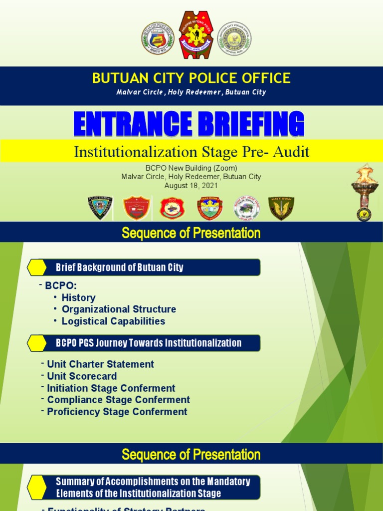 Butuan City Police Office: Entrance Briefing | PDF | Police