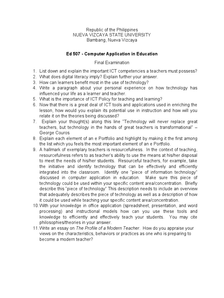 Ed 507 - Computer Application in Education | PDF | Educational ...