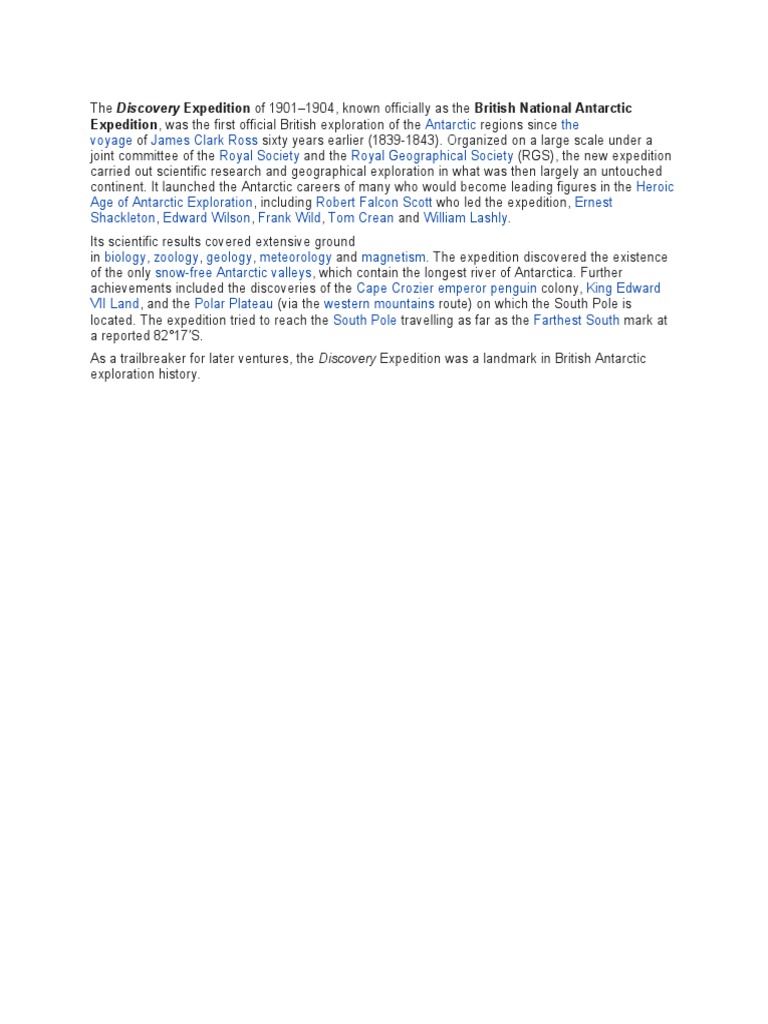 Expedition, Was The First Official British Exploration of The | PDF