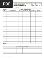 Confined Space Entry Log Sheet | PDF | Technology & Engineering