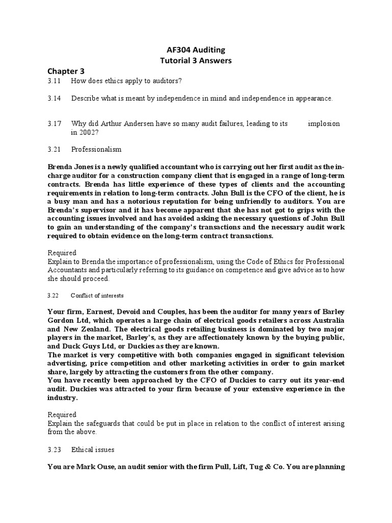 Tutorial 3 Questions | PDF | Audit | Financial Statement