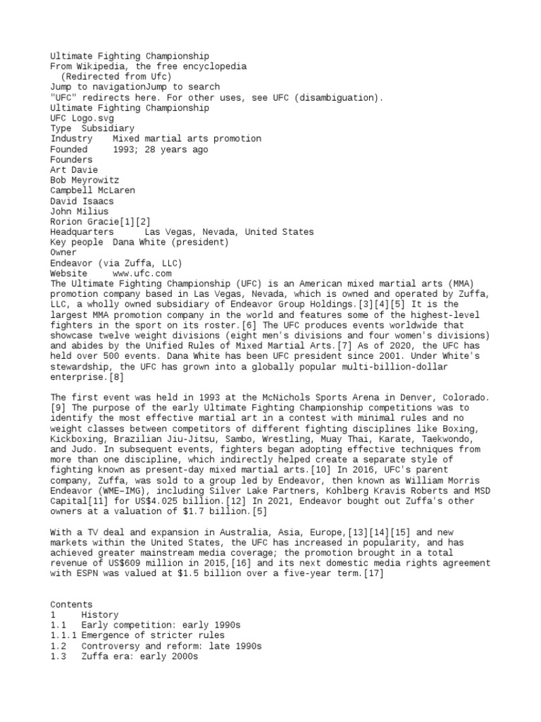 Ufc | PDF | Ultimate Fighting Championship | Mixed Martial Arts