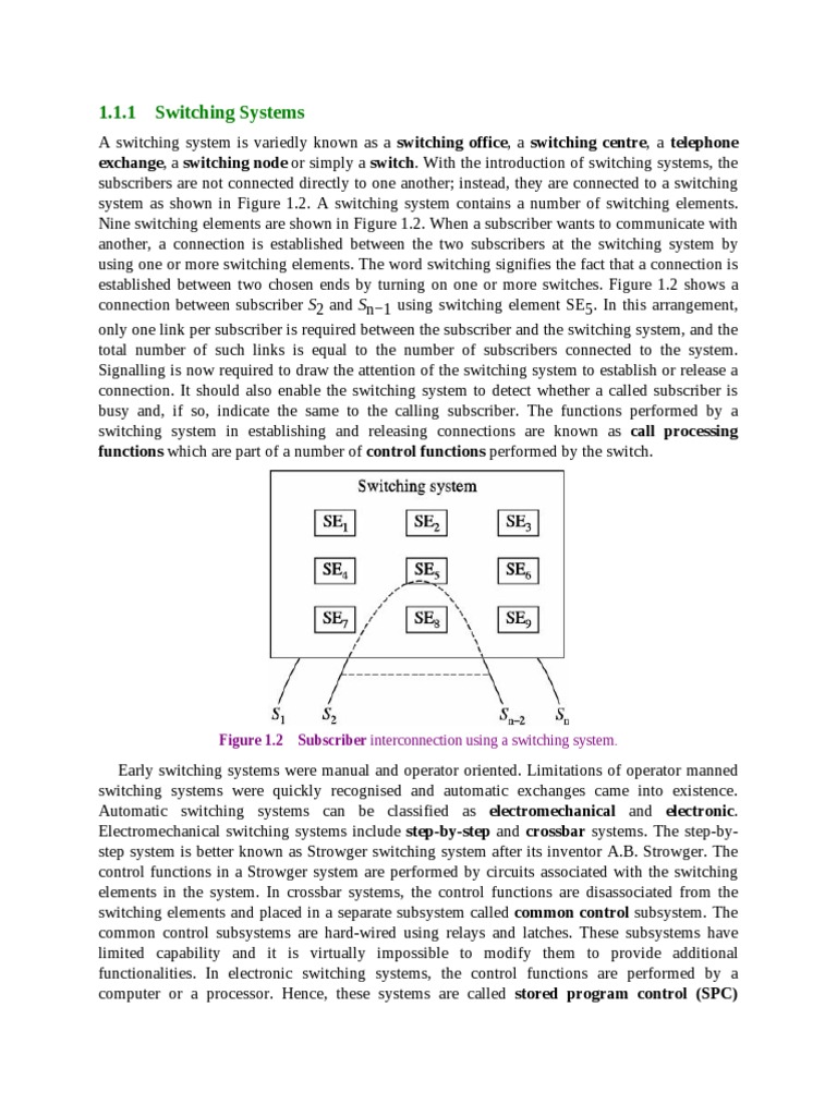 Basics of Switching System | PDF | Telephone Exchange | Computer Network