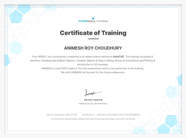 AutoCAD Training - Certificate of Completion | PDF