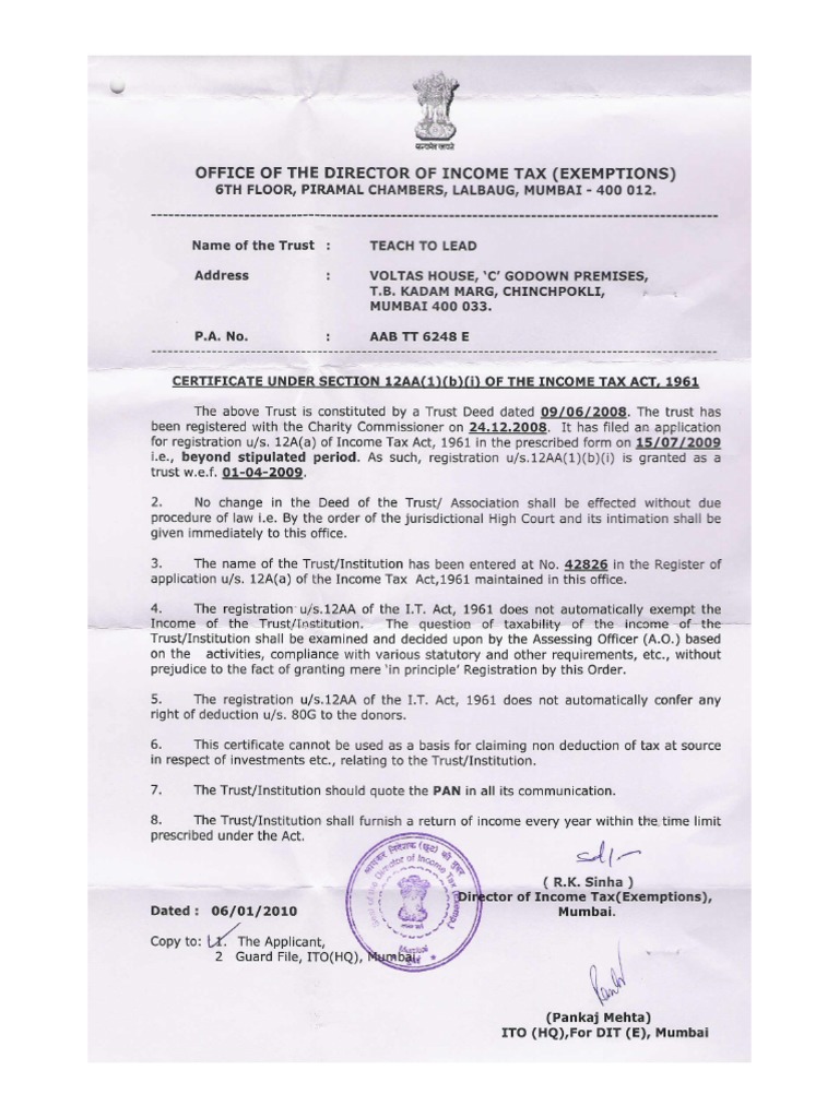 TTL Income Tax Certificate | PDF
