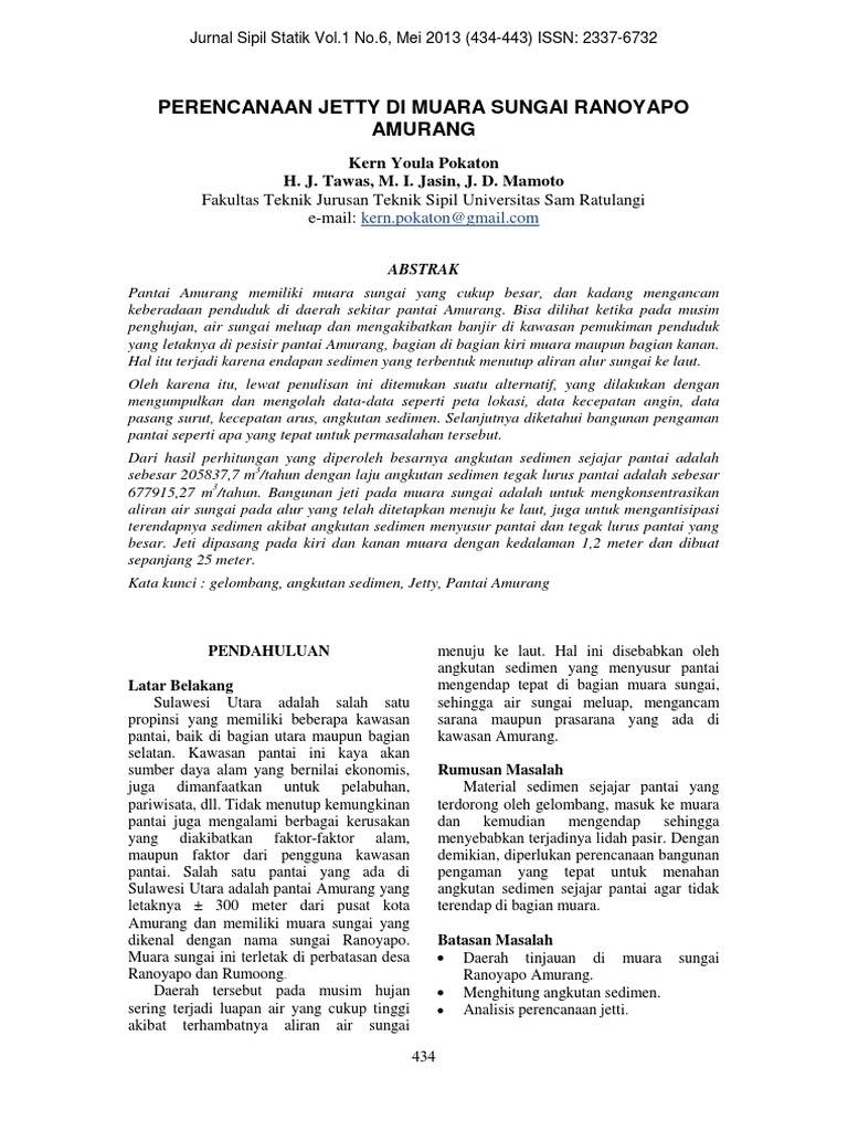 ID Perencanaan Jetty Di Muara Sungai Ranoya | PDF