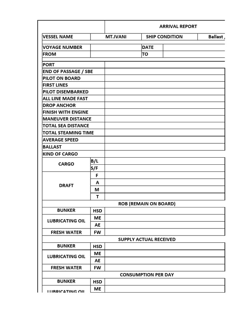 Arrival Report | PDF | Ships | Merchant Navy