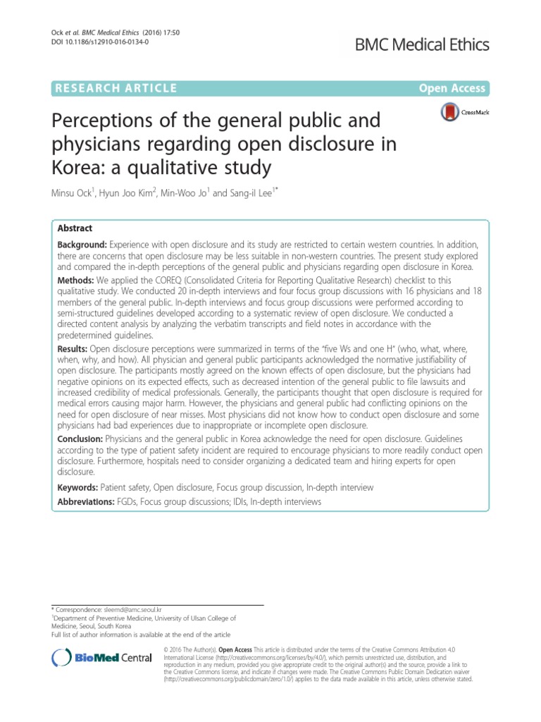 Open Disclosure in Korea | PDF | Medical Error | Patient Safety