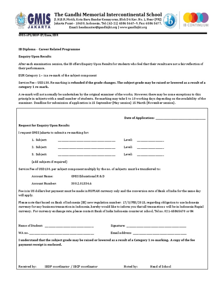 Ib Enquiry Upon Results Form | PDF | Indonesian Rupiah | Money
