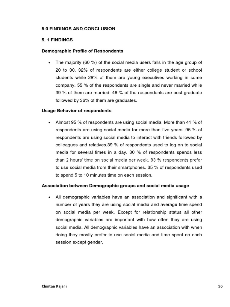 5.0 Findings and Conclusion 5. 1 Findings Demographic Profile of ...