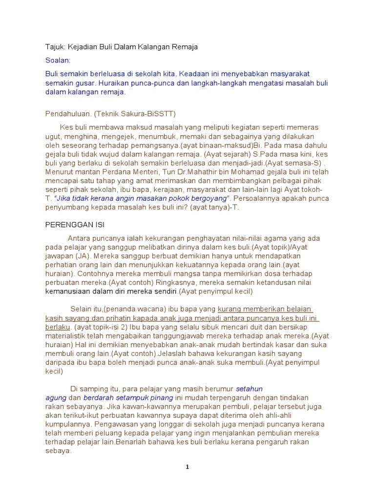 Langkah Atasi Buli Dalam Kalangan Remaja | PDF | Kesehatan Holistik