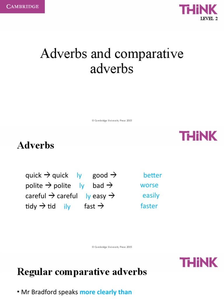 Adverbs and Comparative Adverbs | PDF | Linguistic Morphology ...