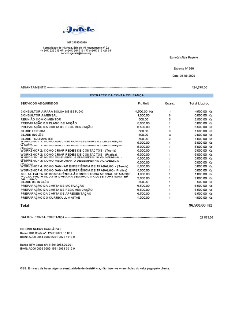Factura Proforma - 2020 | PDF | Serviços financeiros | Bancos