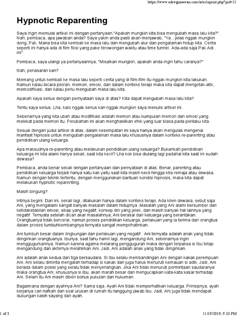 Hypnotic Reparenting | PDF