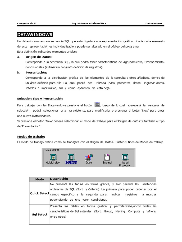 DATAWINDOWS | PDF | SQL | Gestión de la información