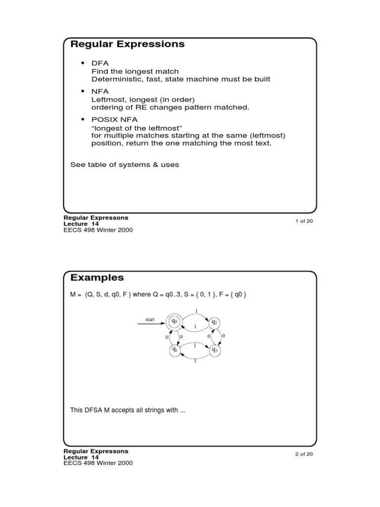 Lecture 14 Pdf Regular Expression Computer Science 