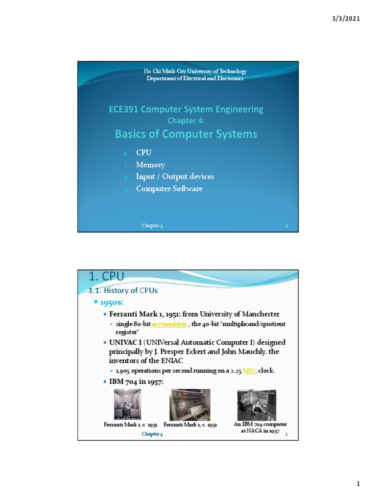 2021 ECE391 Ch4 Basics of Computer Systems | Download Free PDF | Input/Output | Computer Hardware