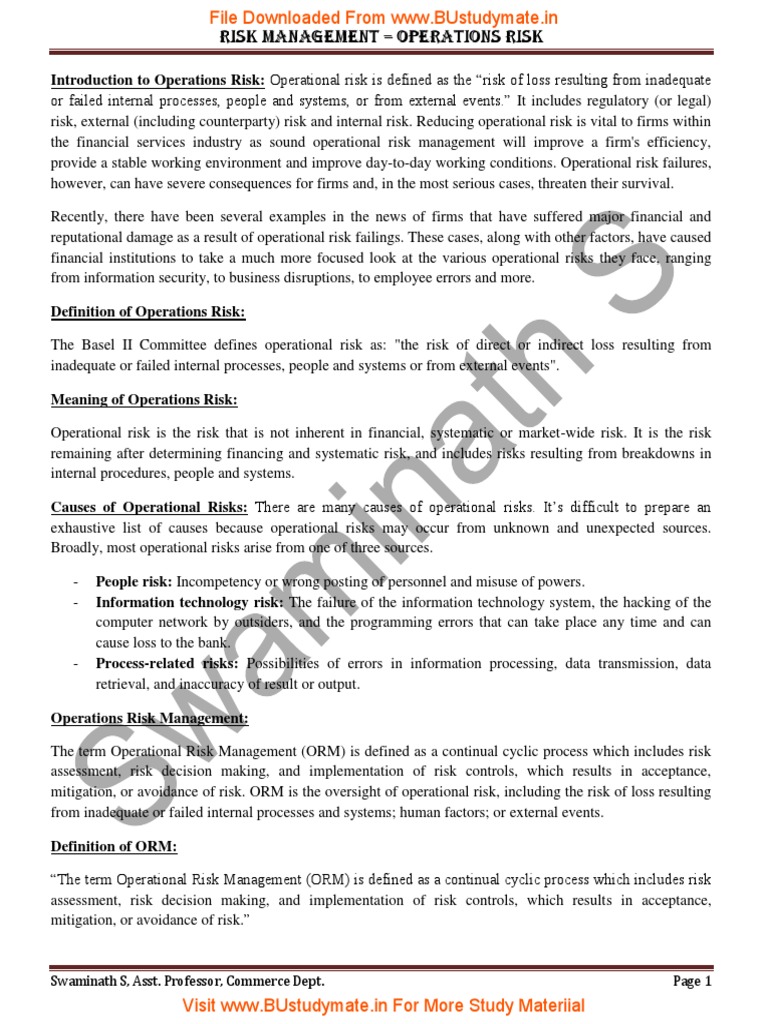 Risk Management Unit 4-1 | PDF | Operational Risk | Risk