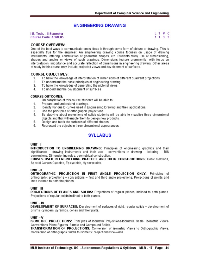 Engineering Drawing: Course Overview | PDF | Engineering | Geometry