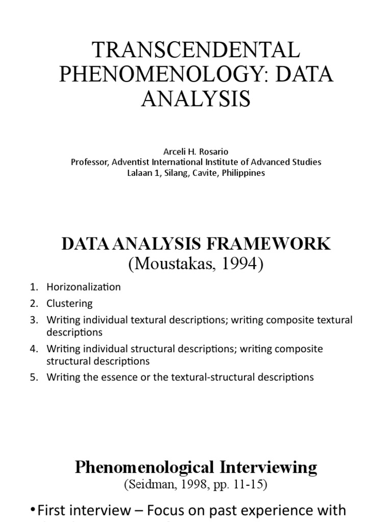 Transcendental Phenomenology - Data Analysis | PDF | Insomnia | Guilt ...