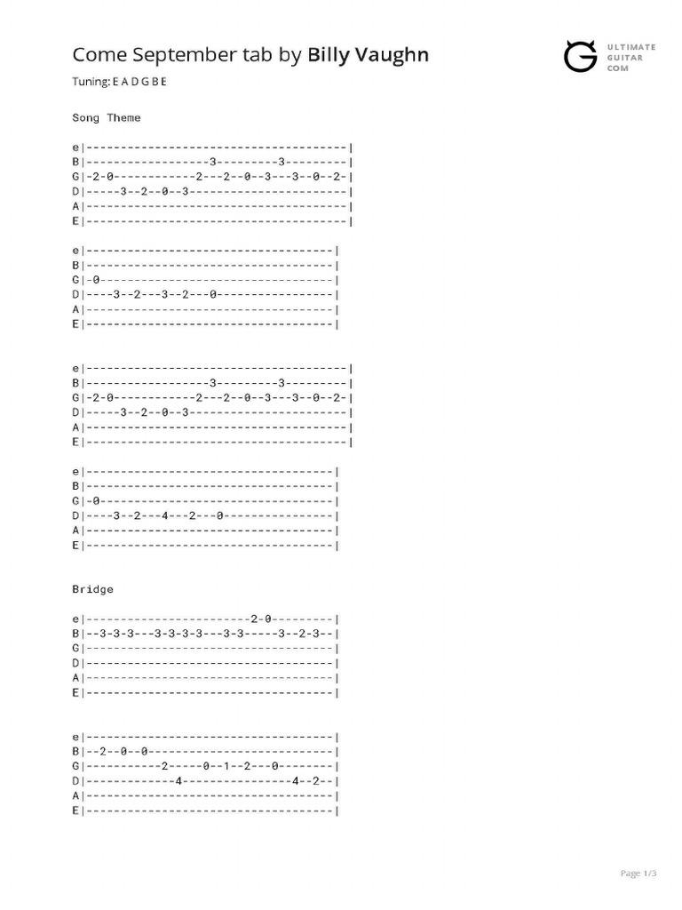 Come September Tab | PDF