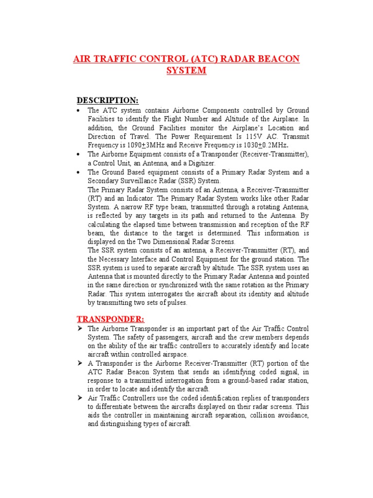 Air Traffic Control | PDF | Transponder (Aeronautics) | Radar