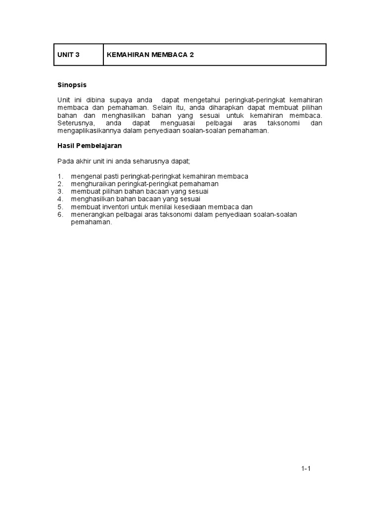 Peringkat Kemahiran Membaca dan Pemahaman | PDF | Kajian Bahasa Asing