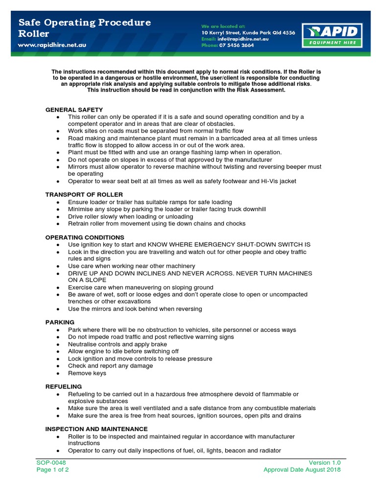 Safely Rolling: A Risk Assessment and Operating Procedure for Roller ...