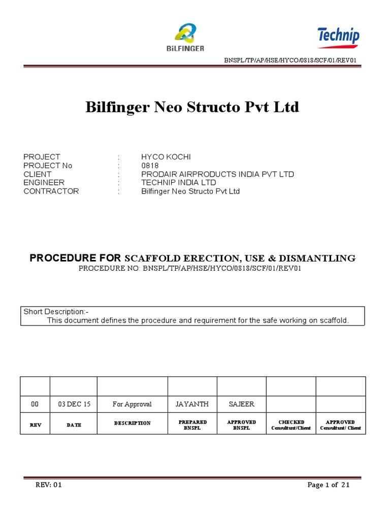 Procedure For Scaffolding | PDF | Scaffolding