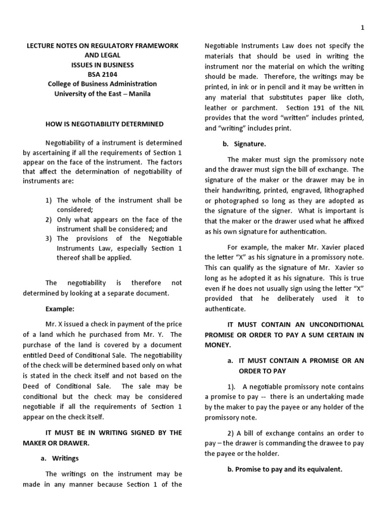 Basic Principles of Negotiable Instruments Law | Download Free PDF | Negotiable Instrument | Cheque