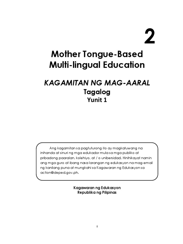 MTB-MLE Grade 2 Tagalog Unit 1 Learner's Material | PDF