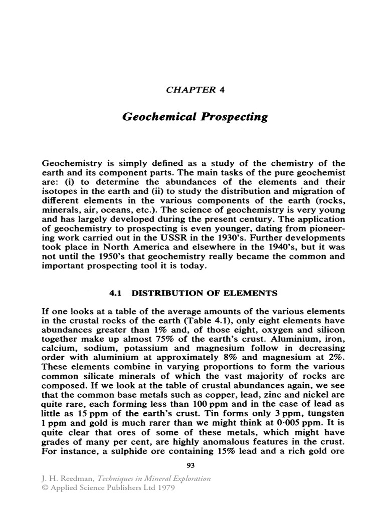 Reedman 1979 - Geochemical Prospecting | PDF | Ph | Geochemistry