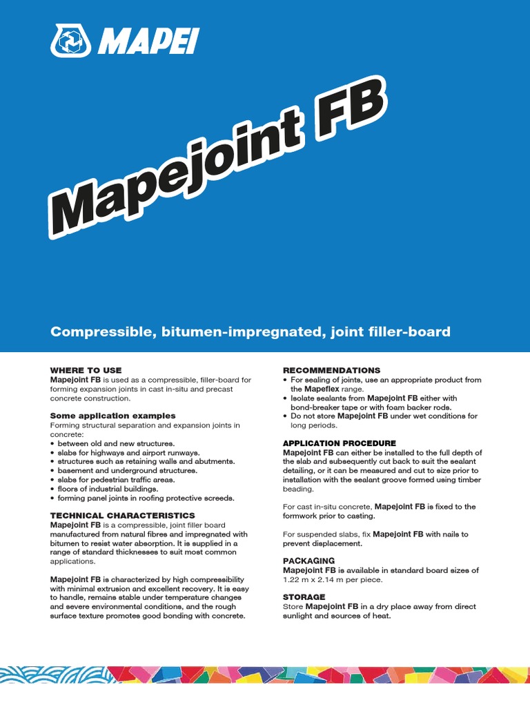 Mapejoint FB: Compressible, Bitumen-Impregnated, Joint Filler-Board ...