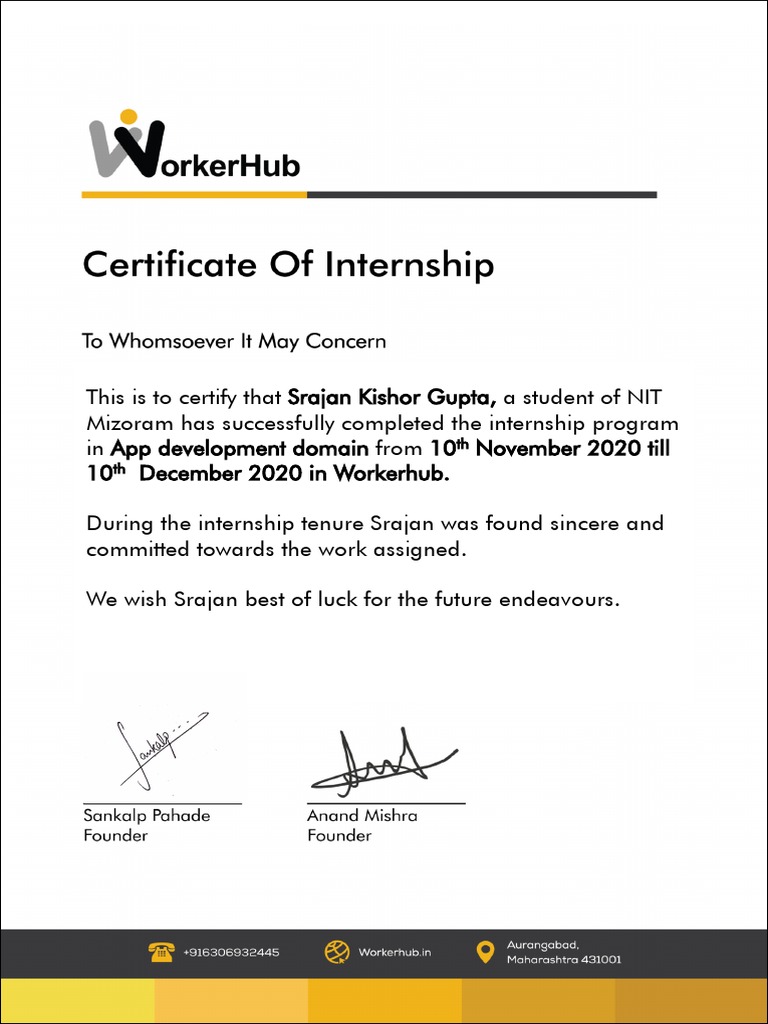 Certificate Workerhub | PDF