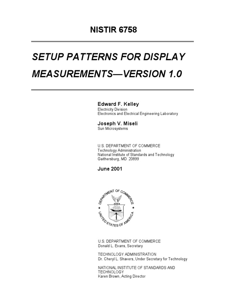 Setup Patterns For Display Measurements-Version 1.0: NISTIR 6758 | PDF ...