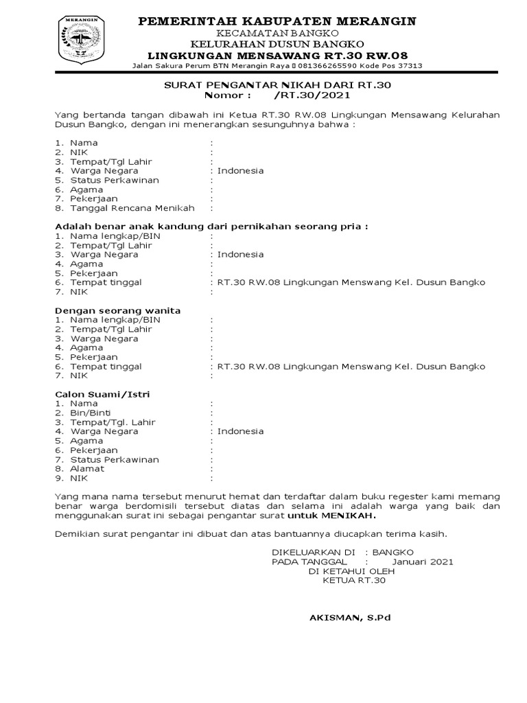 Form SRT Antar Nikah | PDF