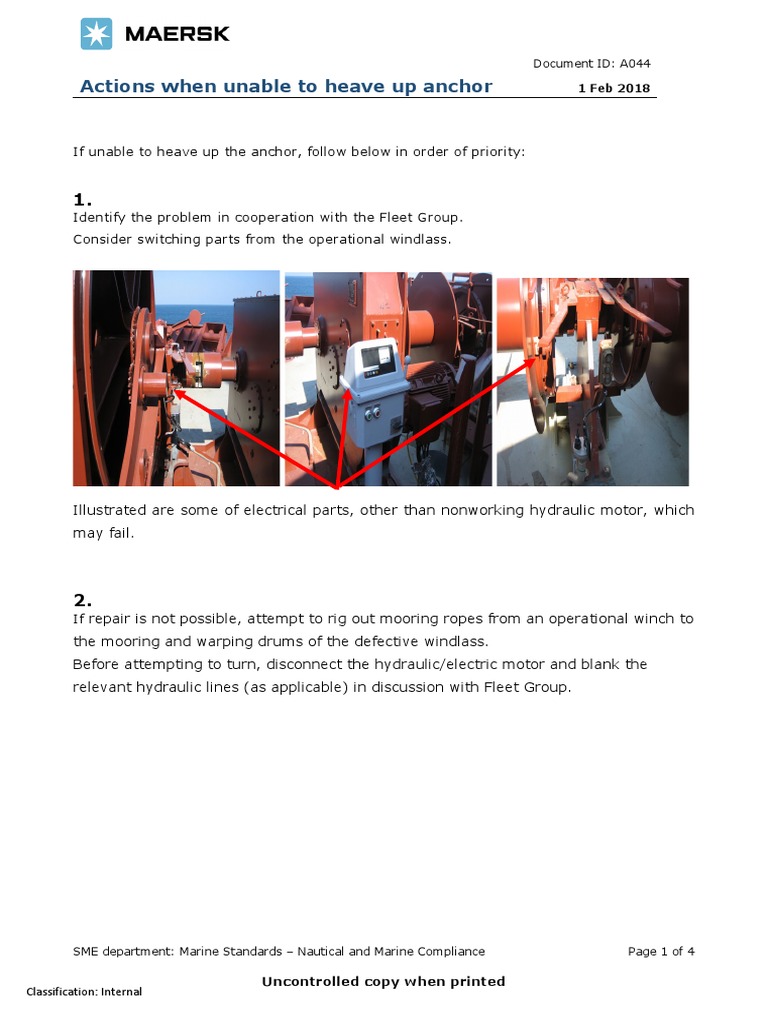 A044 - Actions When Unable To Heave Up Anchor | Download Free PDF ...