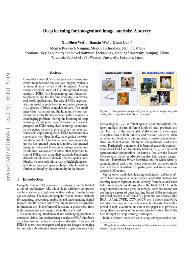 Deep Learning For Fine-Grained Image Analysis: A Survey | PDF | Computer Vision | Deep Learning