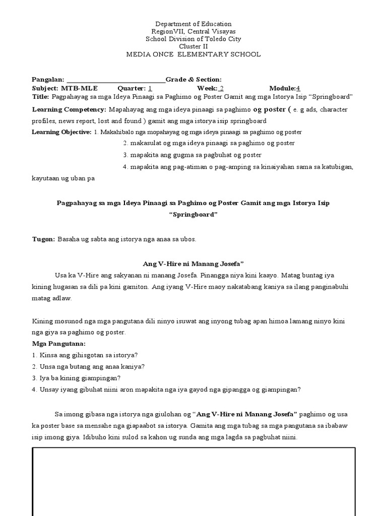 Activity Sheets MTB MLE Week2 Mod 4 | PDF