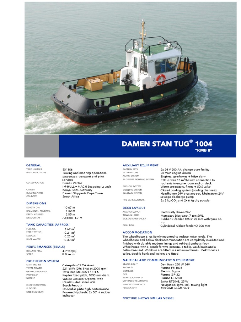 Damen Stan Tug 1004: General Auxiliary Equipment | PDF | Tugboat | Shipping