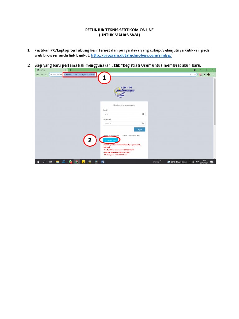 Petunjuk Teknis Sertikom Online - Mahasiswa | PDF