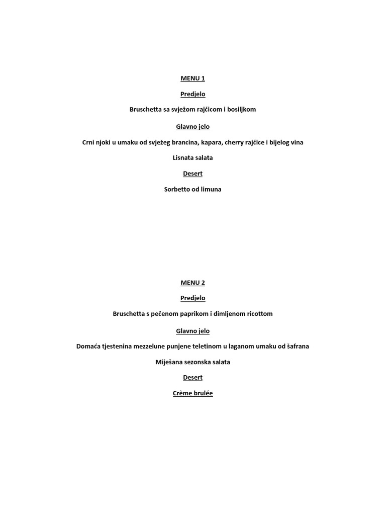 Jelovnik 2 | PDF
