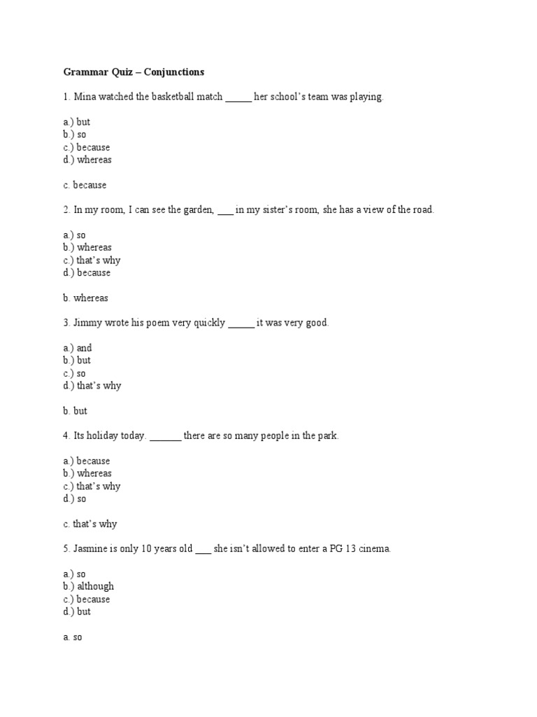 Grammar Quiz | PDF | Linguistics | Language Arts & Discipline