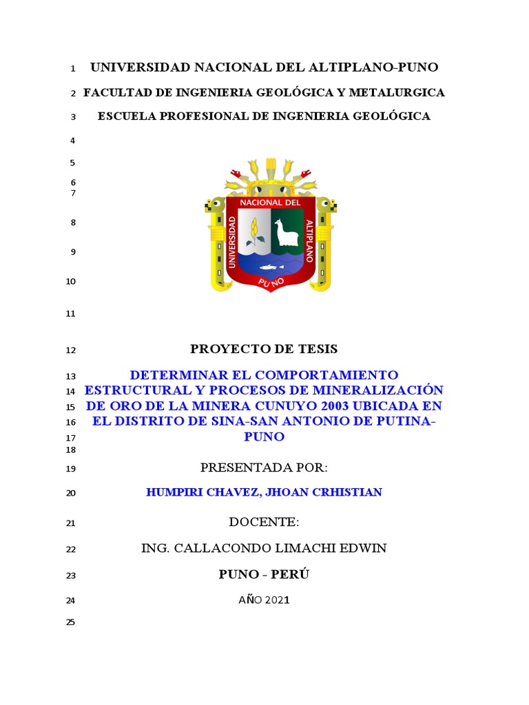 Comportamiento Estructural del Oro en Cunuño | PDF | Minería | Geología