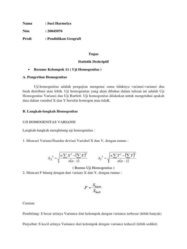 Uji Homogenitas | PDF