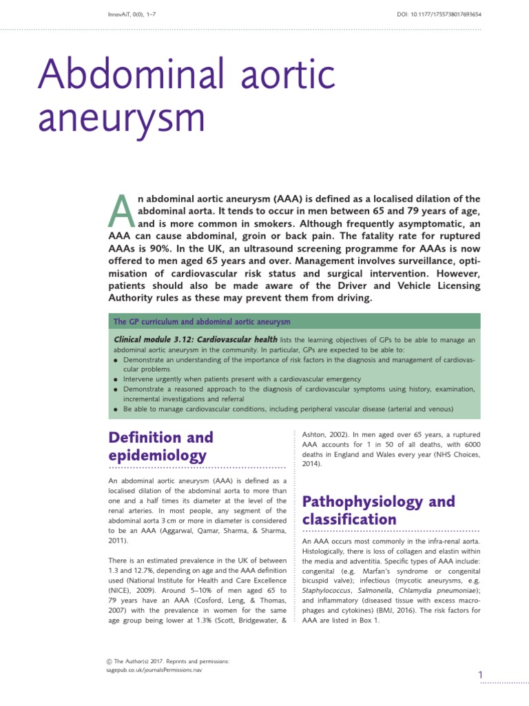 Abdominal Aortic Aneurysm | PDF | Clinical Medicine | Medical Specialties
