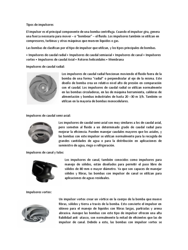 Tipos de impulsores en bombas centrífugas | PDF | Bomba | Ingeniería ...