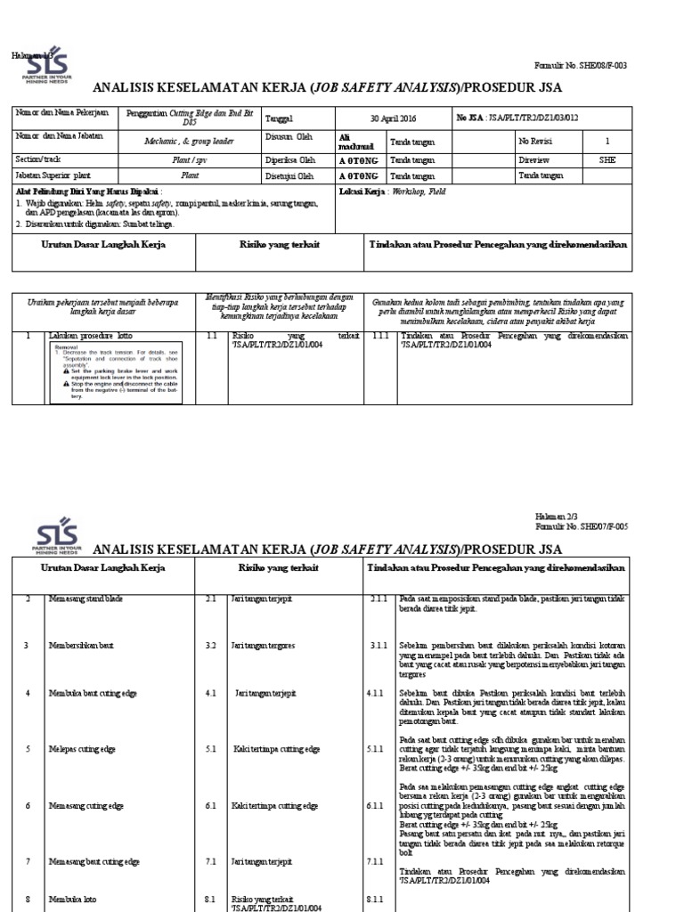 Penggantian Cuting Edge Dan End Bit D85 | PDF