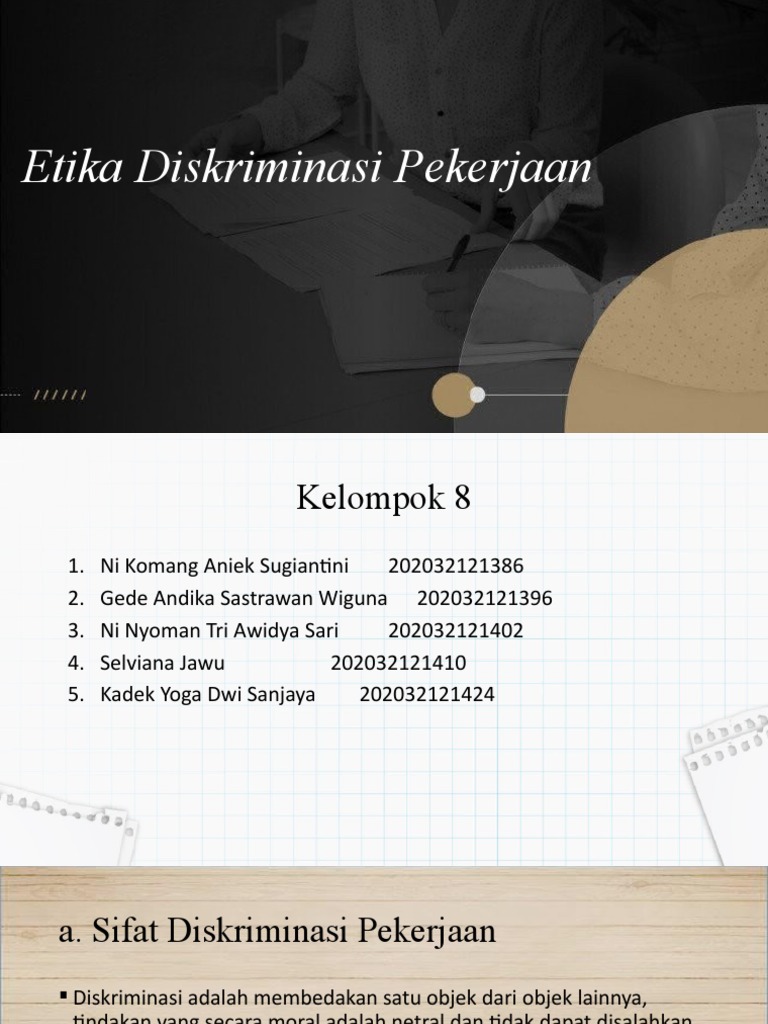 Kelompok 8 Etika Diskriminasi Pekerjaan Pdf