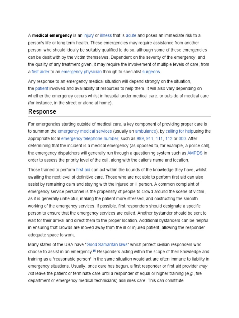 Medical Emergency | PDF | Health Care | Clinical Medicine